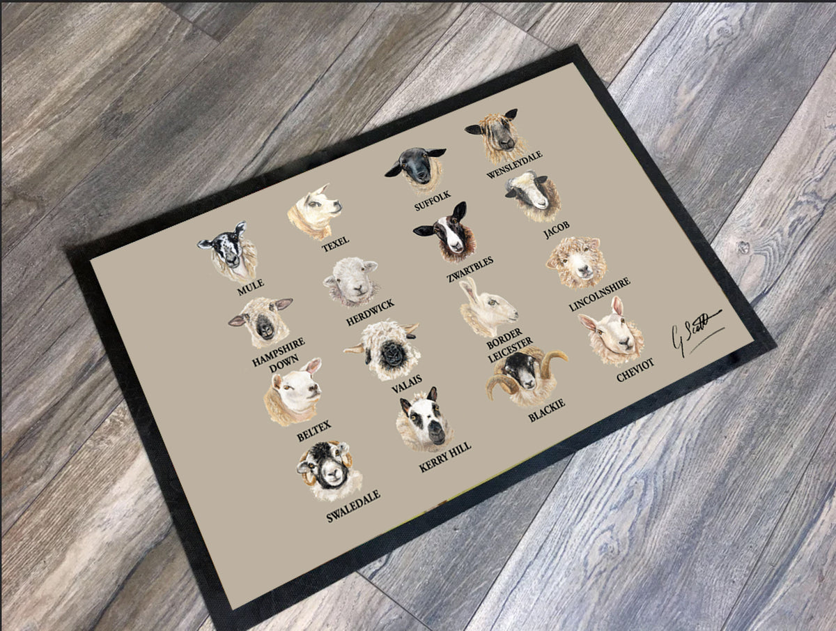Breeds Of Sheep Floor Mat – Grace Scott Art