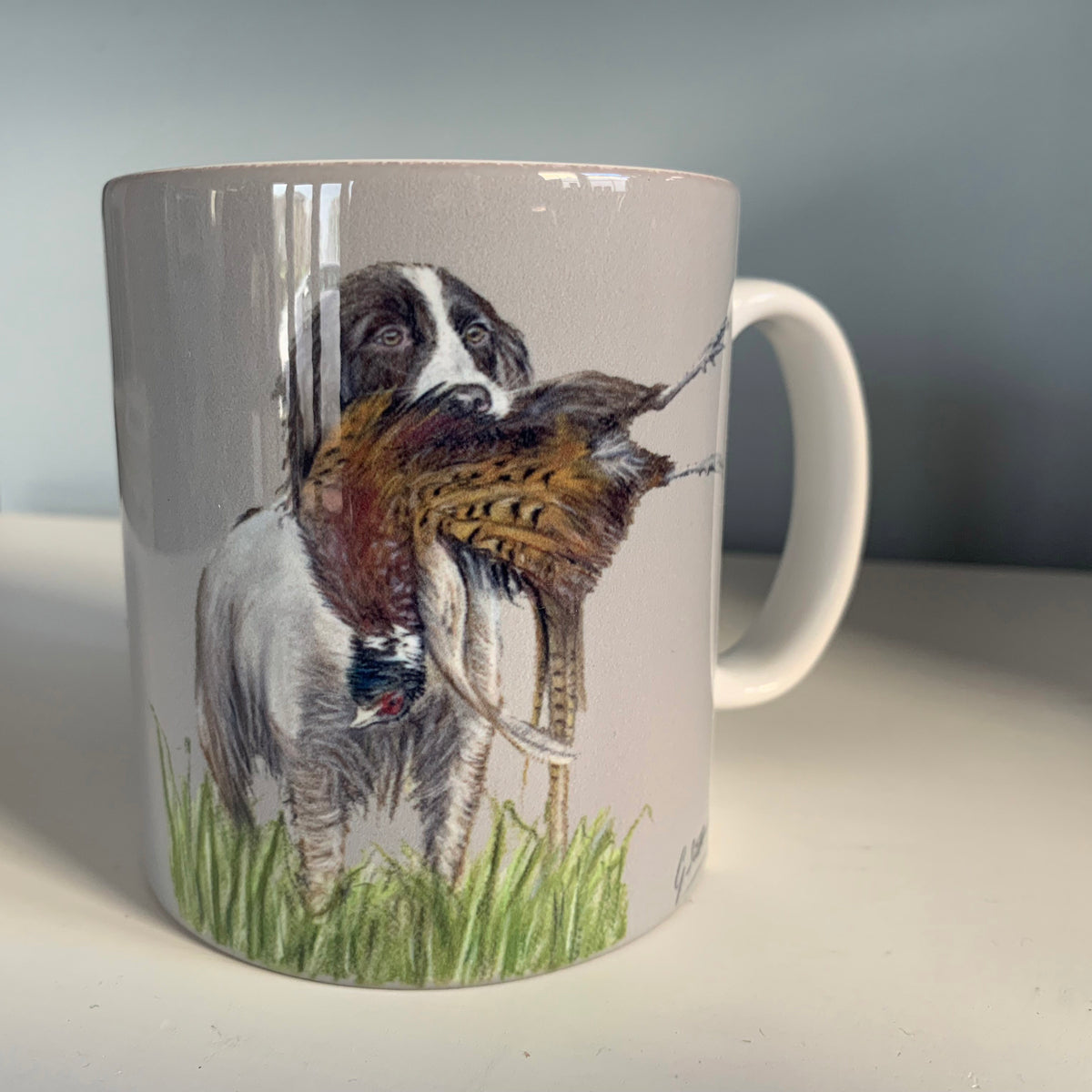 Spaniel With Pheasant Hunting Themed Mug – Grace Scott Art