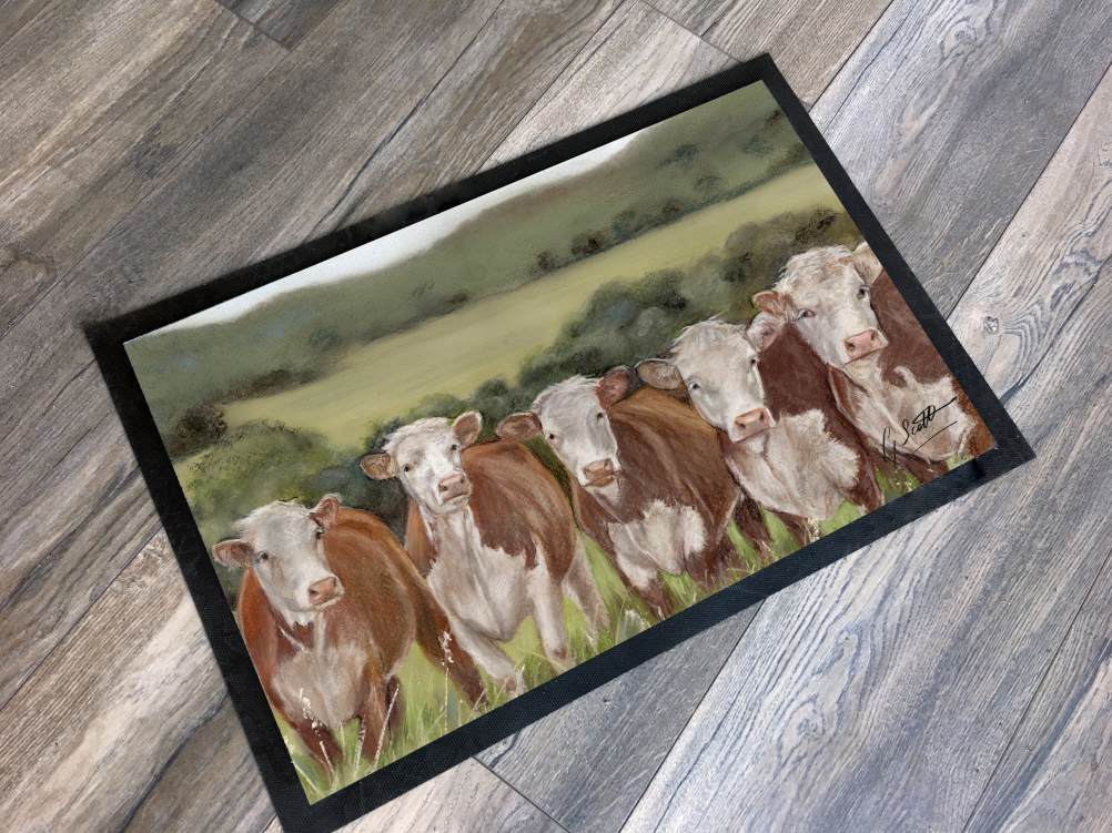 Hereford Cows Floor Mat – Grace Scott Art
