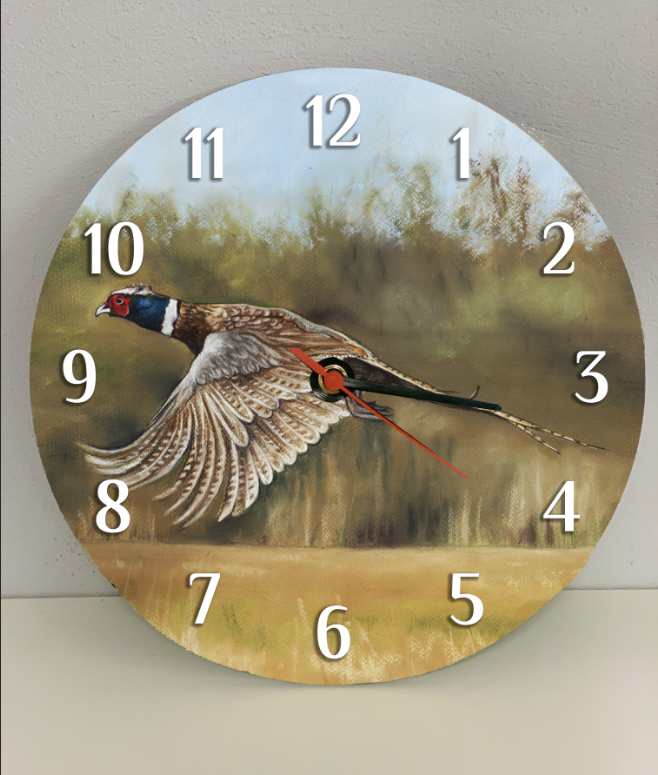 Pheasant Flying Clock – Grace Scott Art