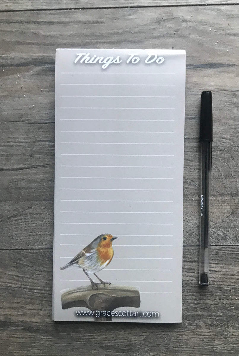 Robin On Spade Garden Bird To Do List – Grace Scott Art