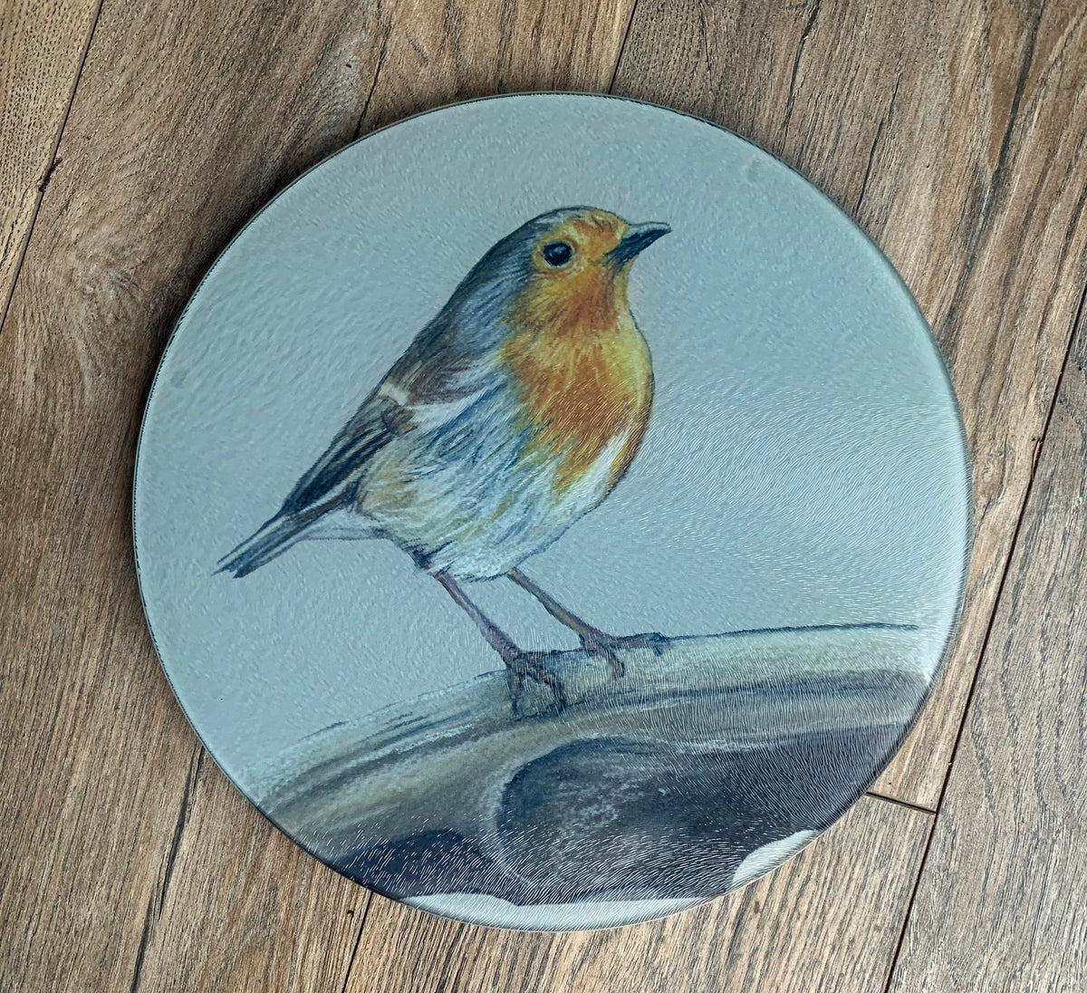 Robin On Spade Round Worktop Saver – Grace Scott Art