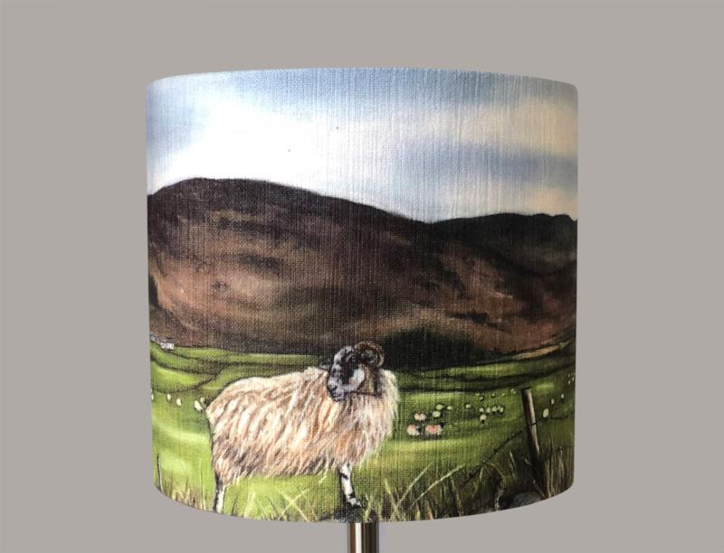 Sheep On Mountains Lampshade – Grace Scott Art